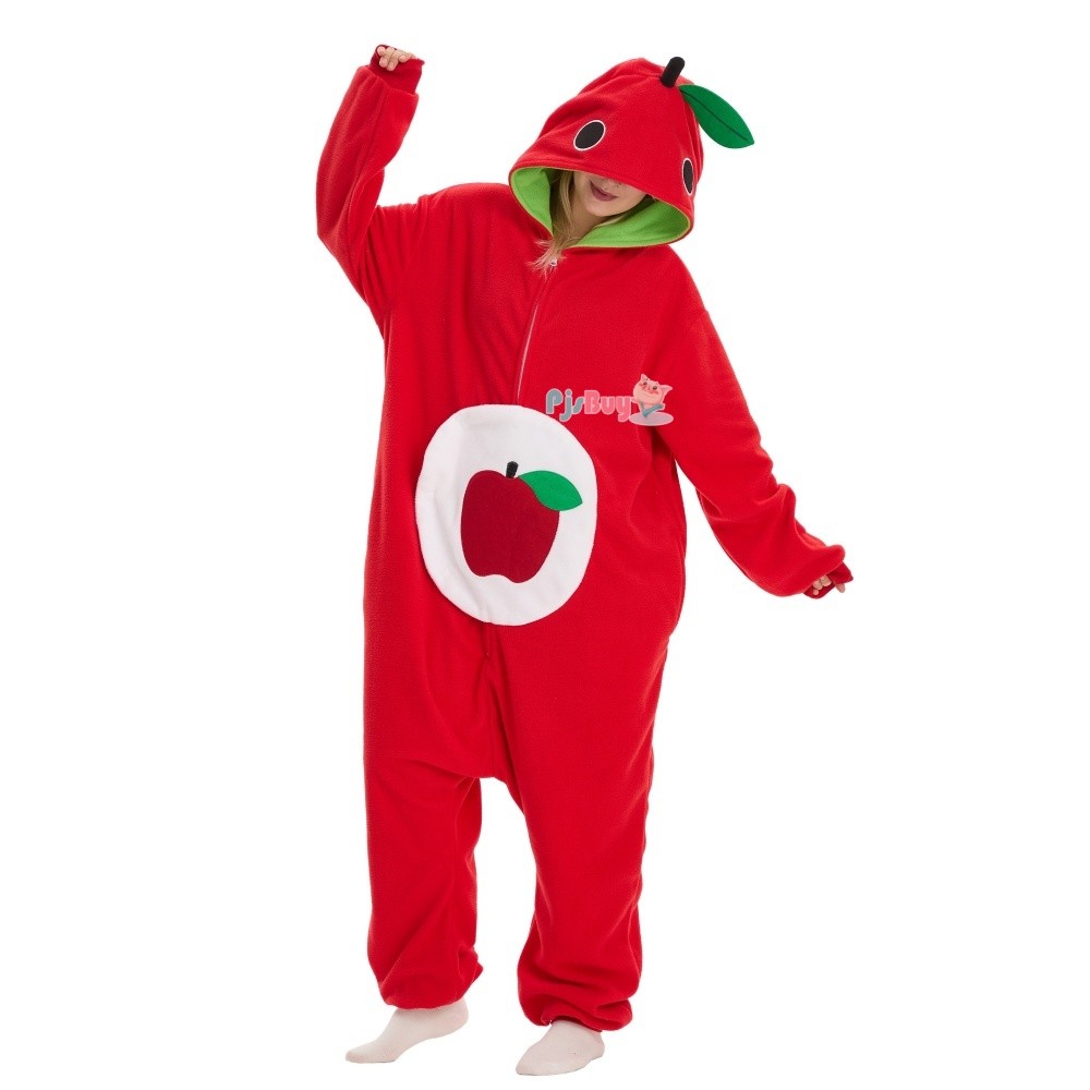 Red Apple Onesie for Adult Cute Fruit Halloween Costume Party Outfit ...