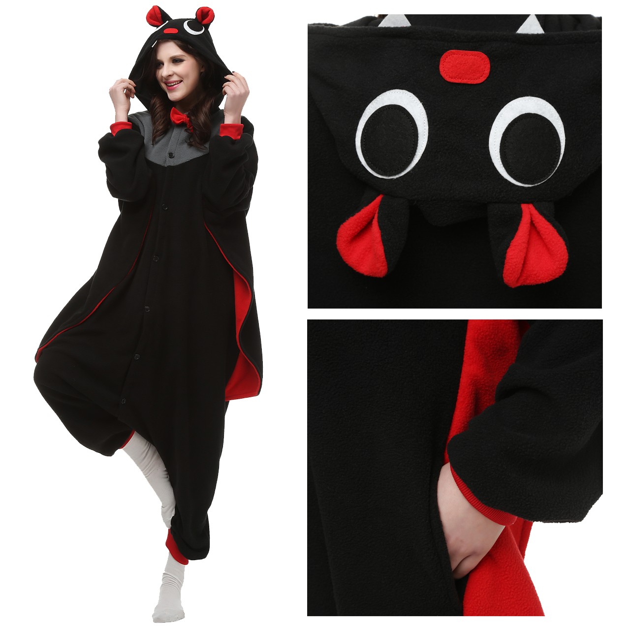Bat Onesie Pajamas for Adult Animal Onesies Cosplay Halloween Costumes ...